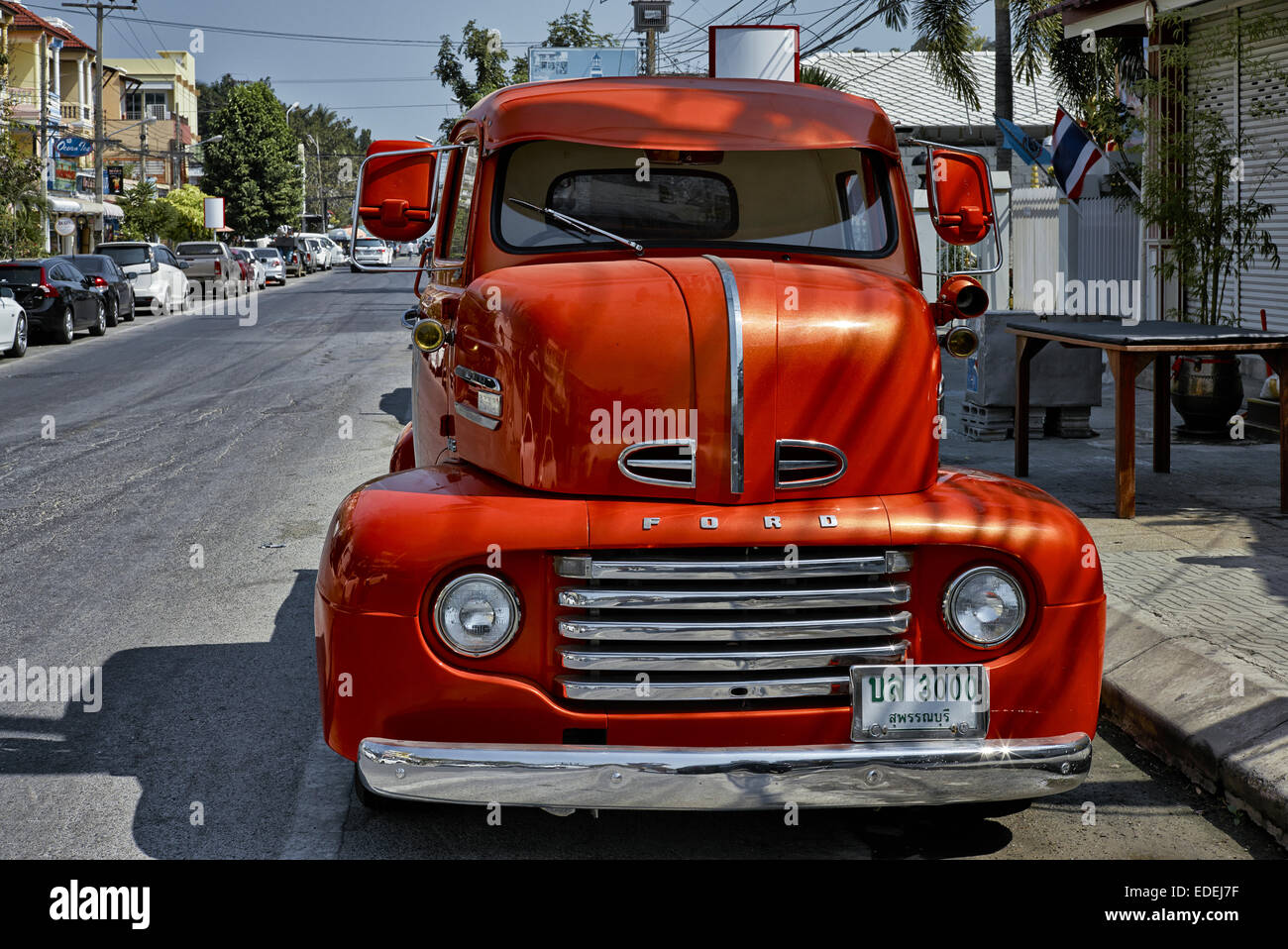 Ford F6 vintage pickup truck. Renovated and customized vintage 1950 ...