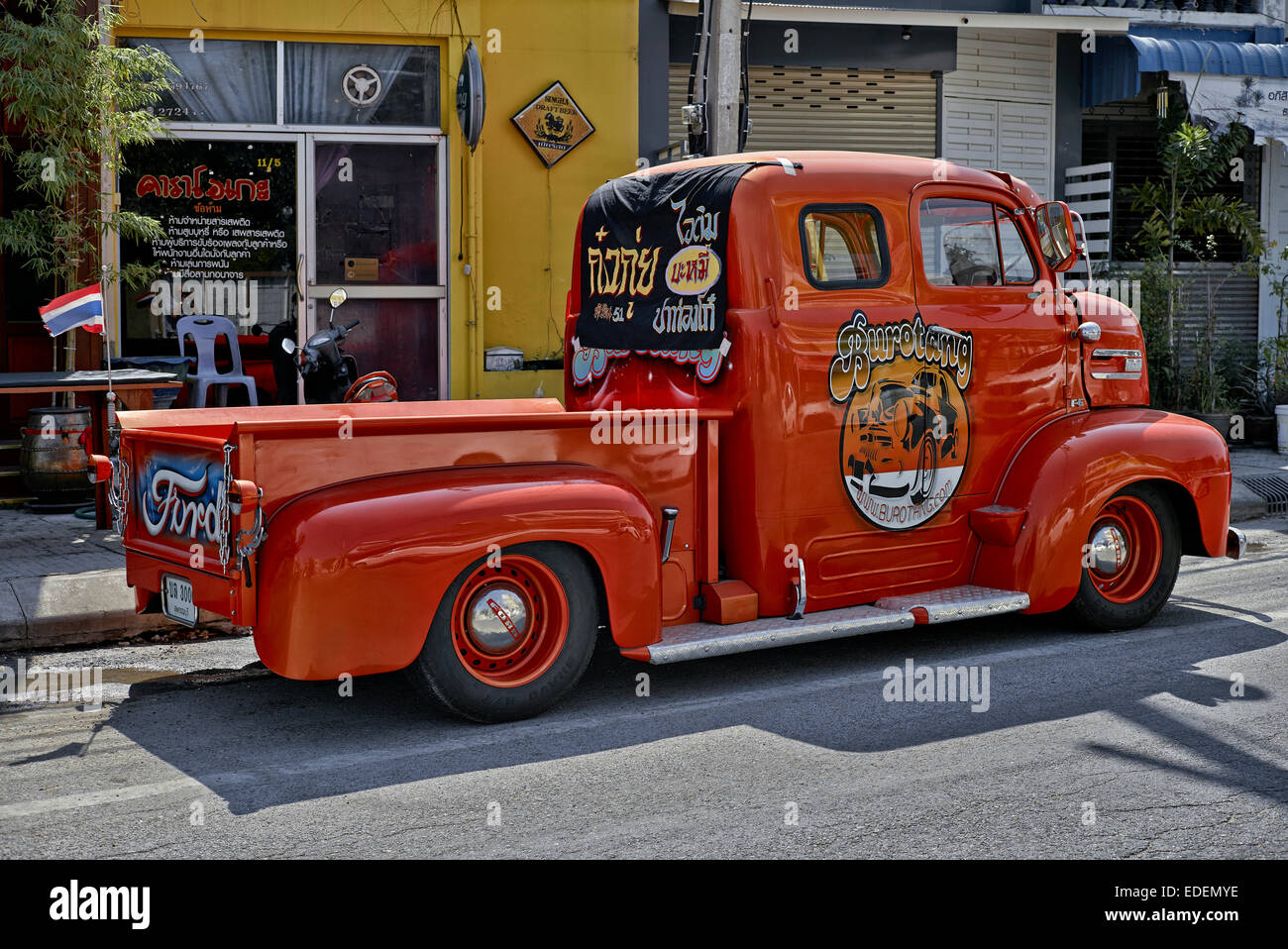 Ford F6 vintage pickup truck. Renovated and customized vintage 1950 ...