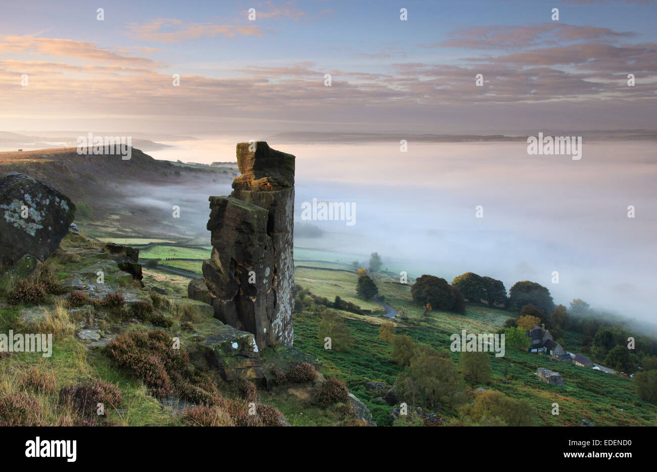 Taken from Curbar Edge looking towards Baslow Edge with the dominant ...