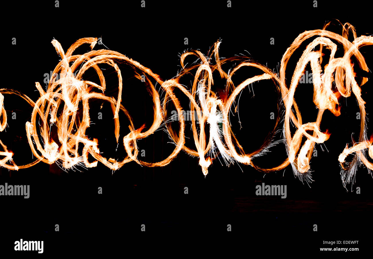 Fire Show Flaming Trails Stock Photo - Alamy