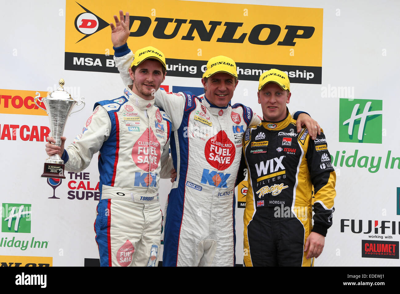 Podium (l-r) Sam Tordoff (GBR) MG KX Clubcard Fuel Save MG6 GT, Jason ...
