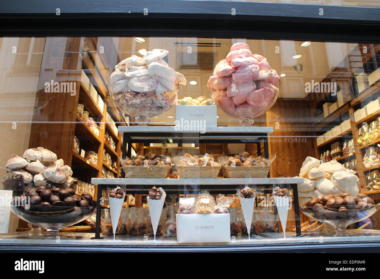 Chocolate display in shop window in Brussels Belgium Stock Photo - Alamy