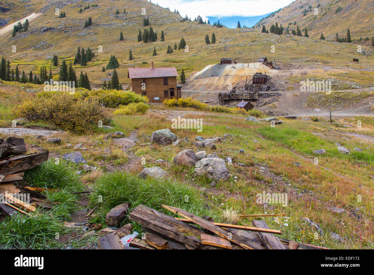 Animas Forks old mining camp ghost town on the Alpine Loop in the San ...