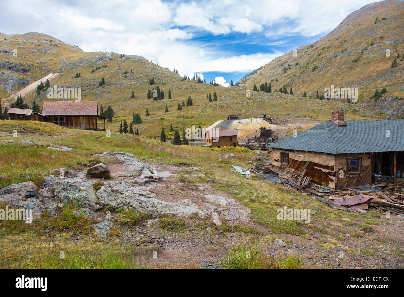 Animas Forks old mining camp ghost town on the Alpine Loop in the San ...