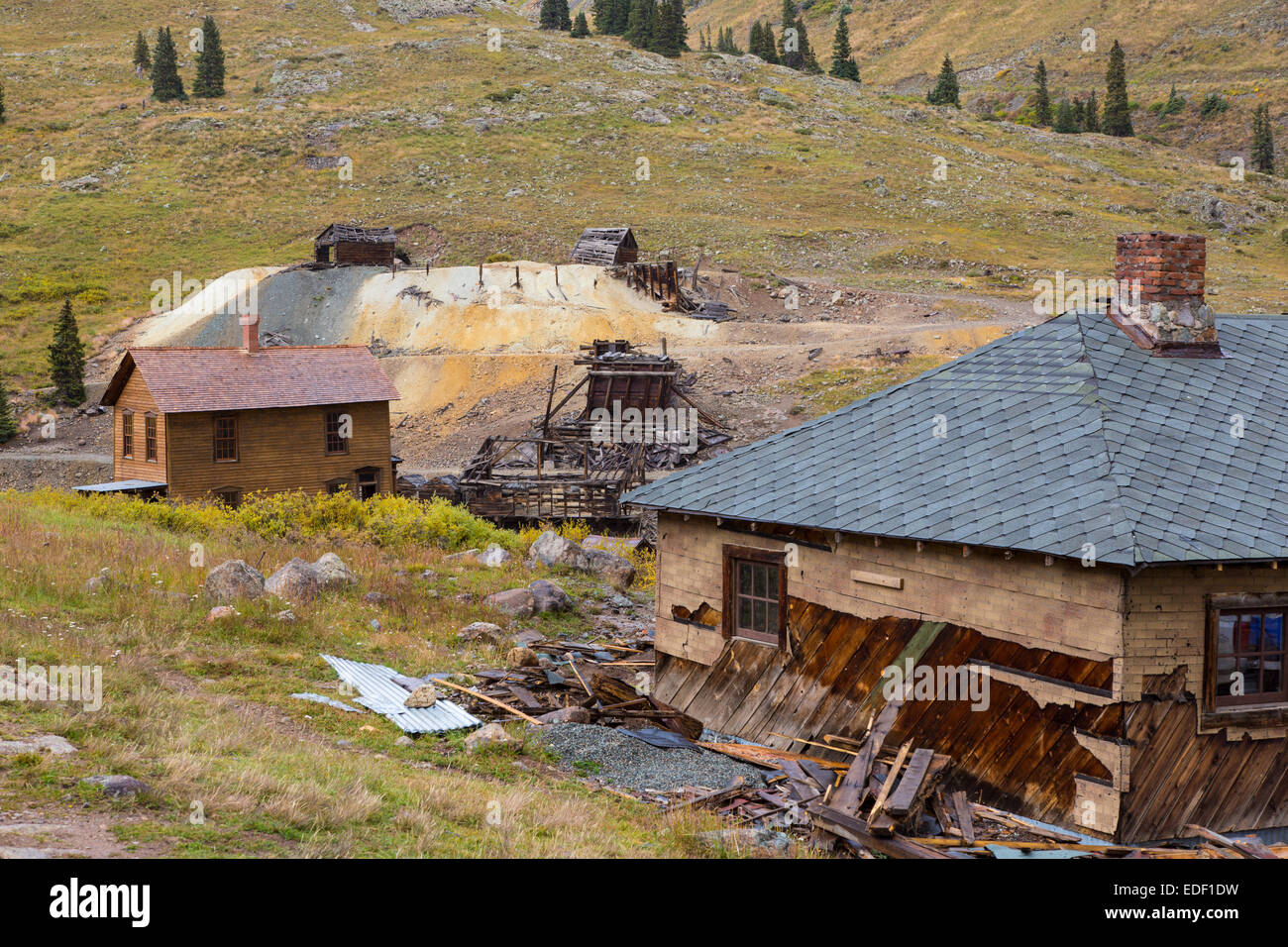 Animas Forks old mining camp ghost town on the Alpine Loop in the San ...