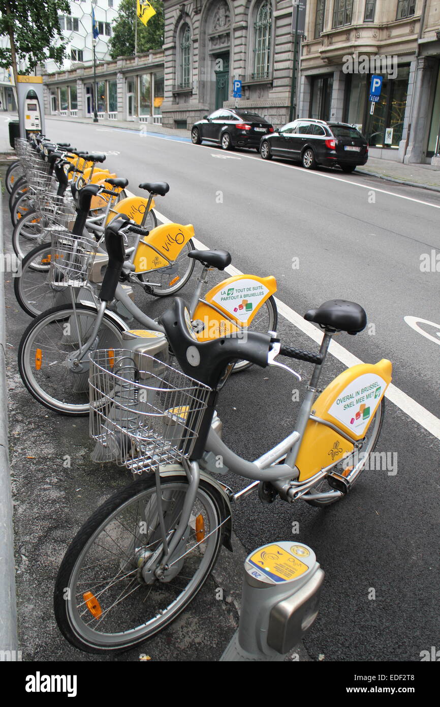 Bicycles on a street in Brussels Belgium Stock Photo - Alamy