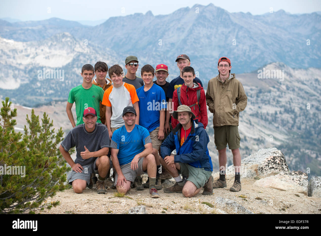 Troop 224 stands on the summit of Eagle Cap Peak in the Eagle Cap ...