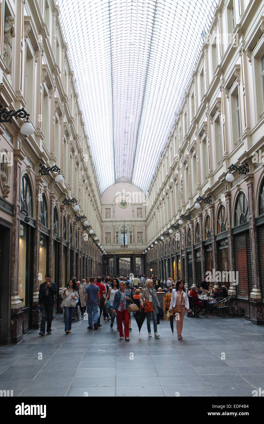 Indoor shopping mall and public in the city centre of Brussels Belgium ...
