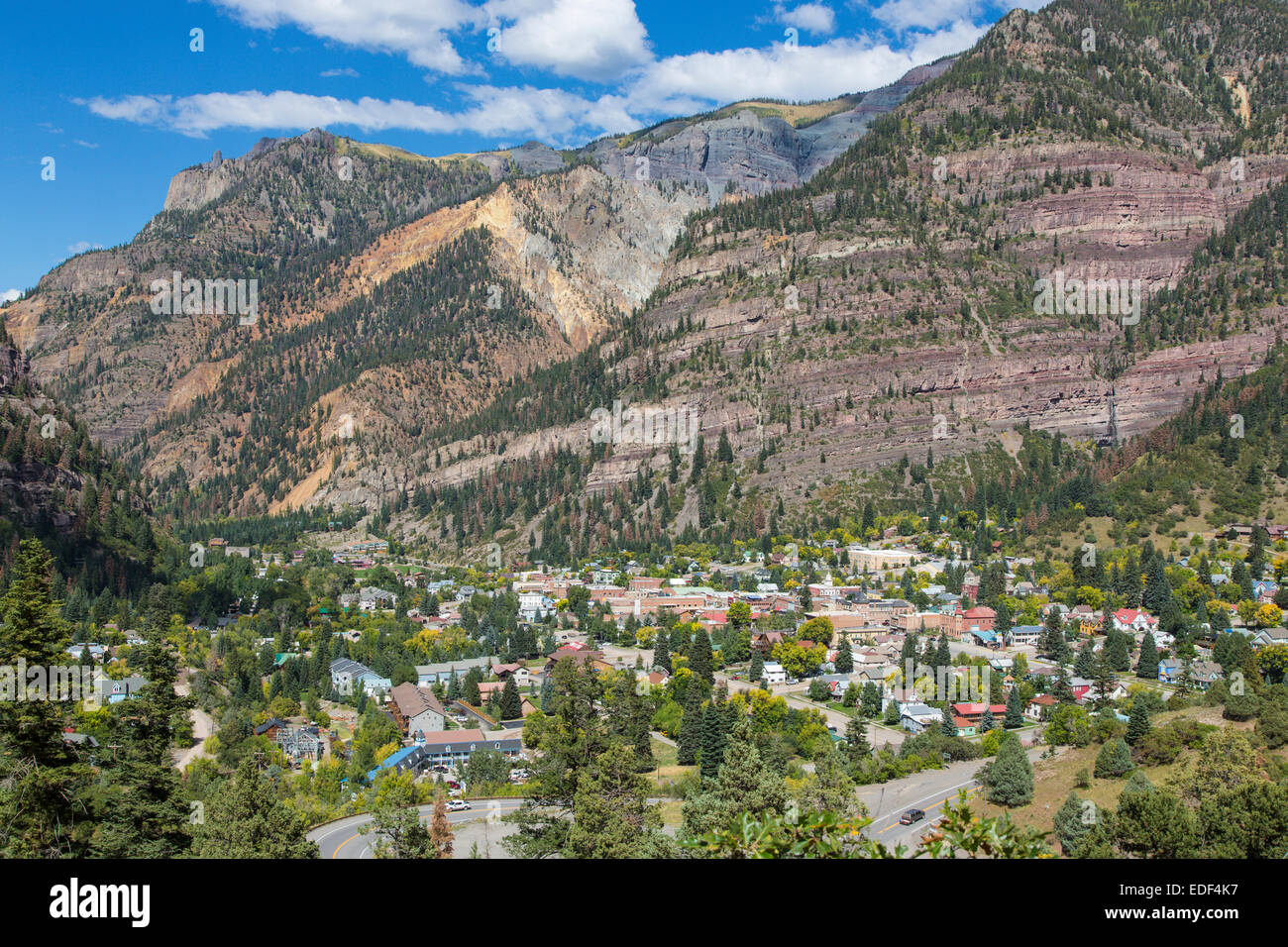 Historic Victorian mountain town of Ouray in the San Juan Mountains of ...