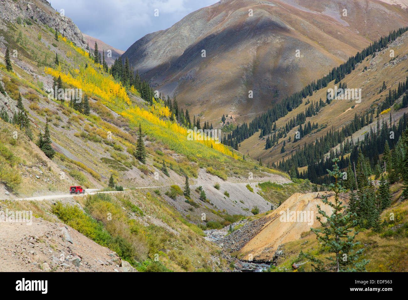 Dirt gravel Alpine Loop road to old mining camp ghost town of Animas ...