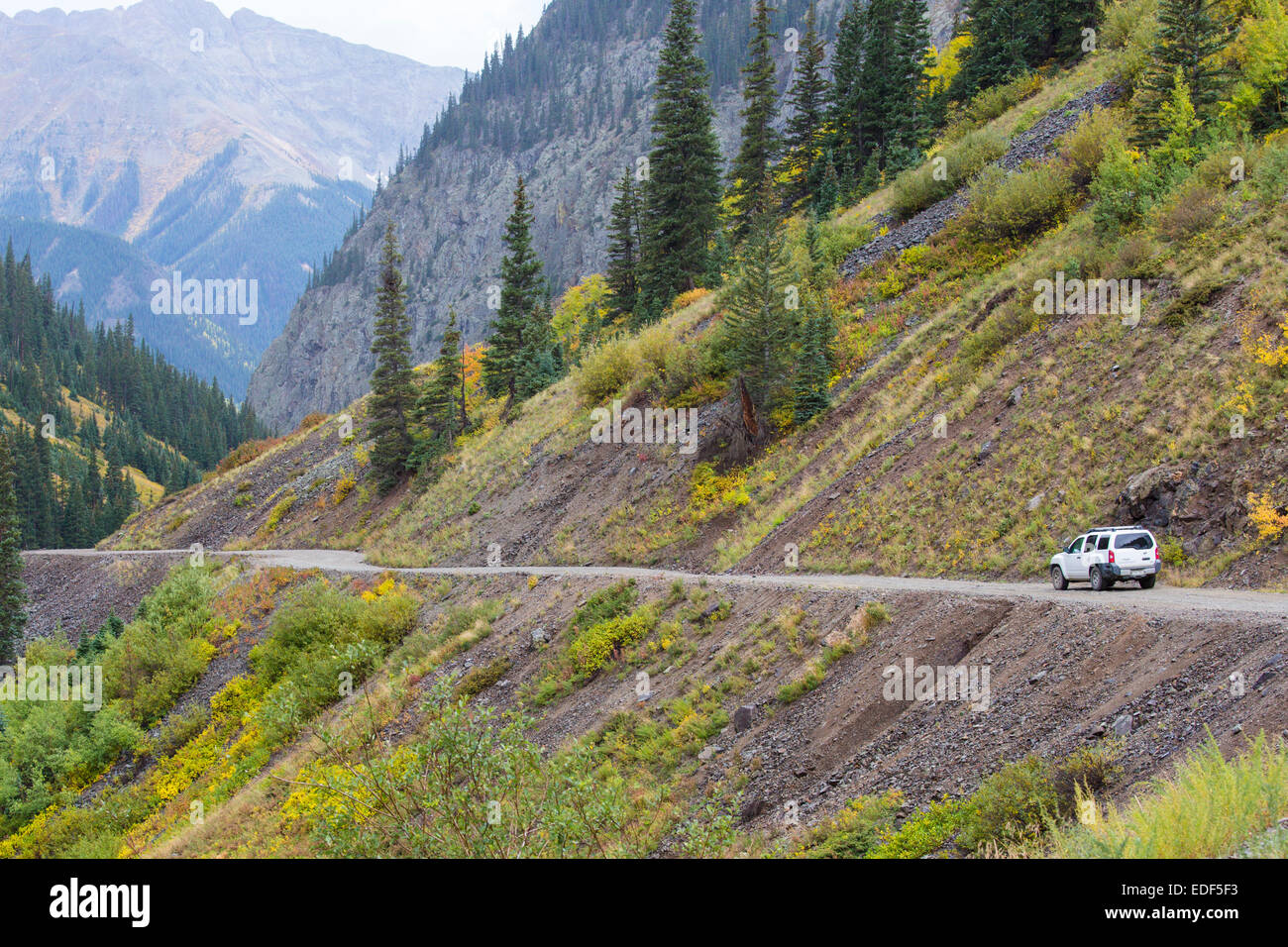 Dirt gravel Alpine Loop road to old mining camp ghost town of Animas ...
