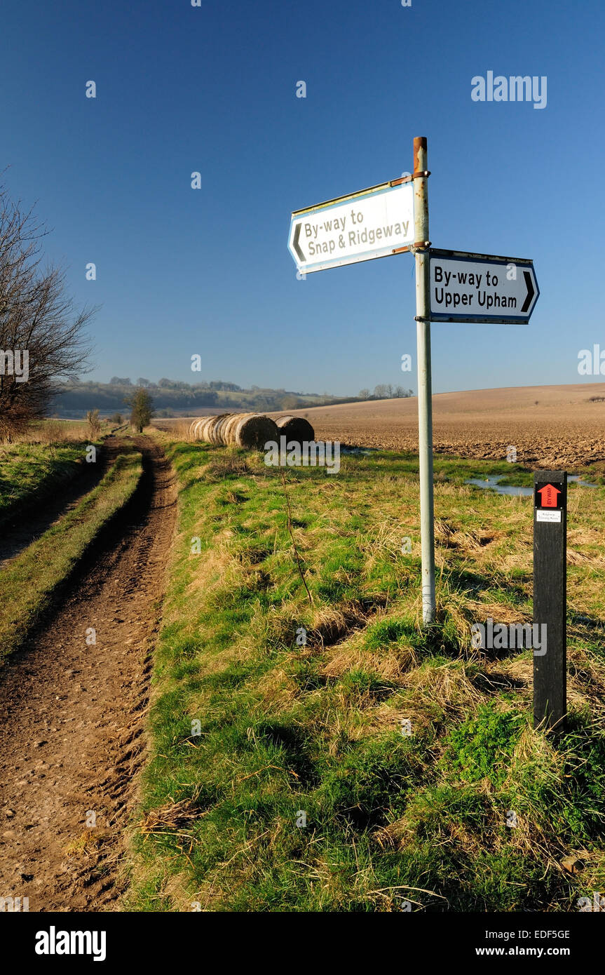 Signpost at byway junction Stock Photo - Alamy