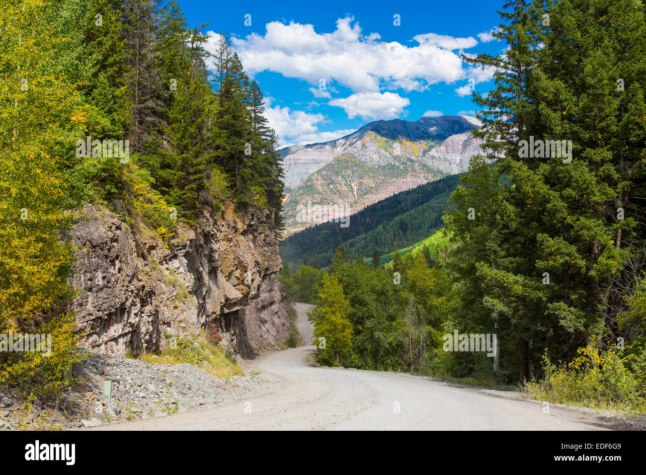 County Rt 361, Camp Bird Rd in the San Juan Mountains in Ouray Colorado ...
