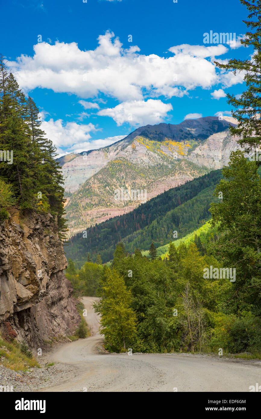 County Rt 361, Camp Bird Rd in the San Juan Mountains in Ouray Colorado ...