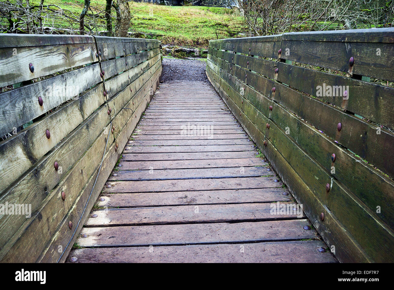 A footbridge over the River Swale at Keld in Swaledale, Yorkshire Dales ...