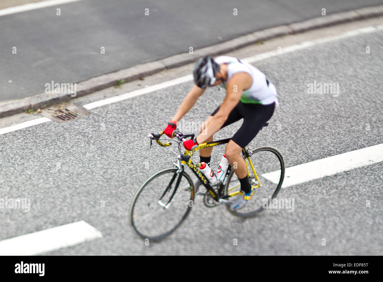 Man on bike during an iron man competition in Denmark Stock Photo - Alamy