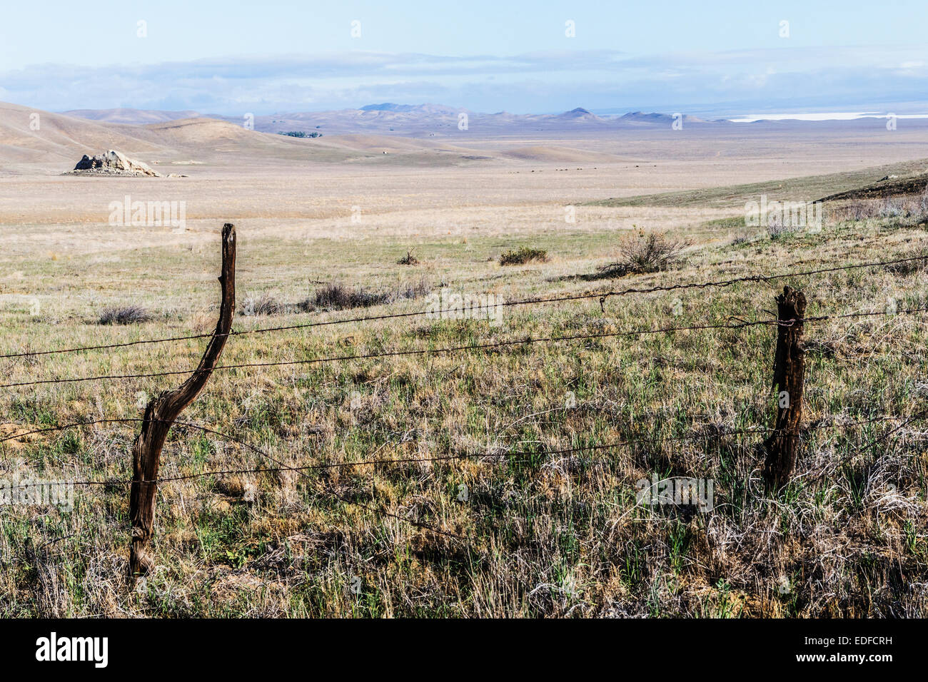 Old fence line and elevated view of the Carrizo Plain Stock Photo - Alamy