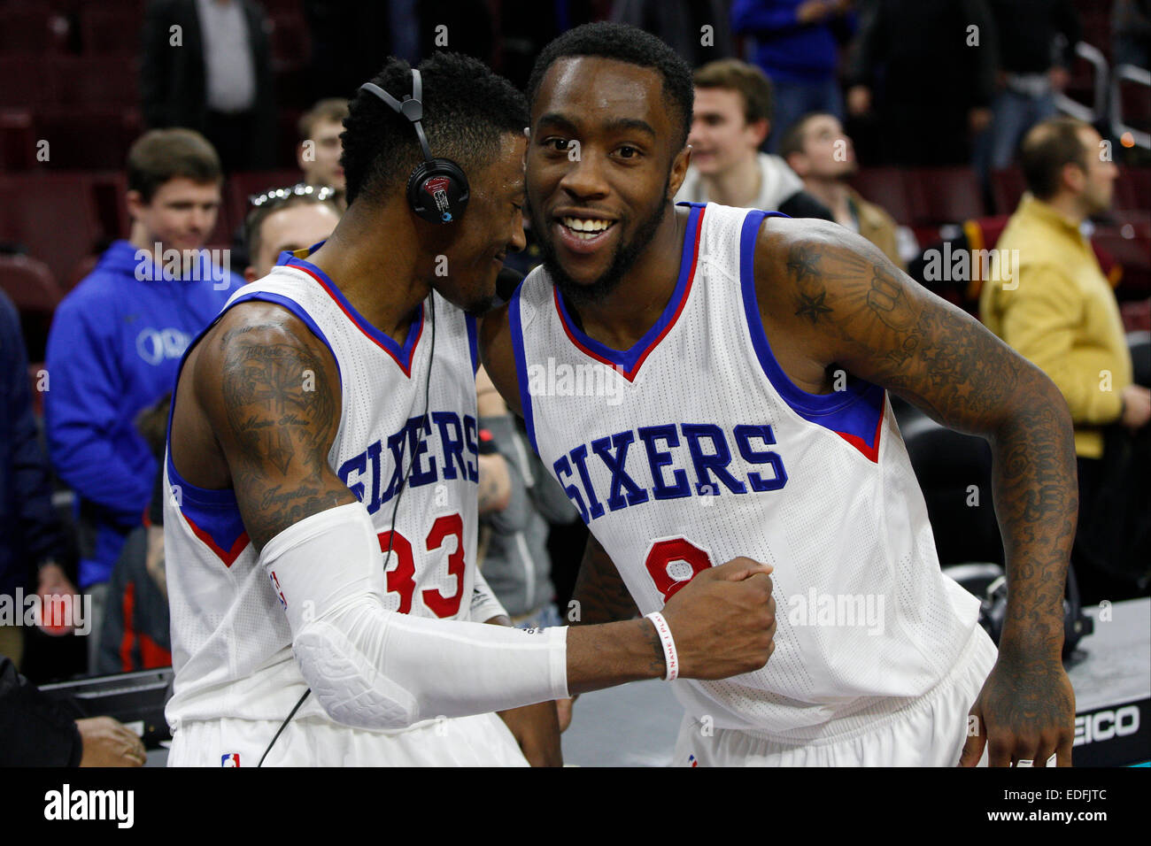 January 5, 2015: Philadelphia 76ers guard Tony Wroten (8) celebrate the ...