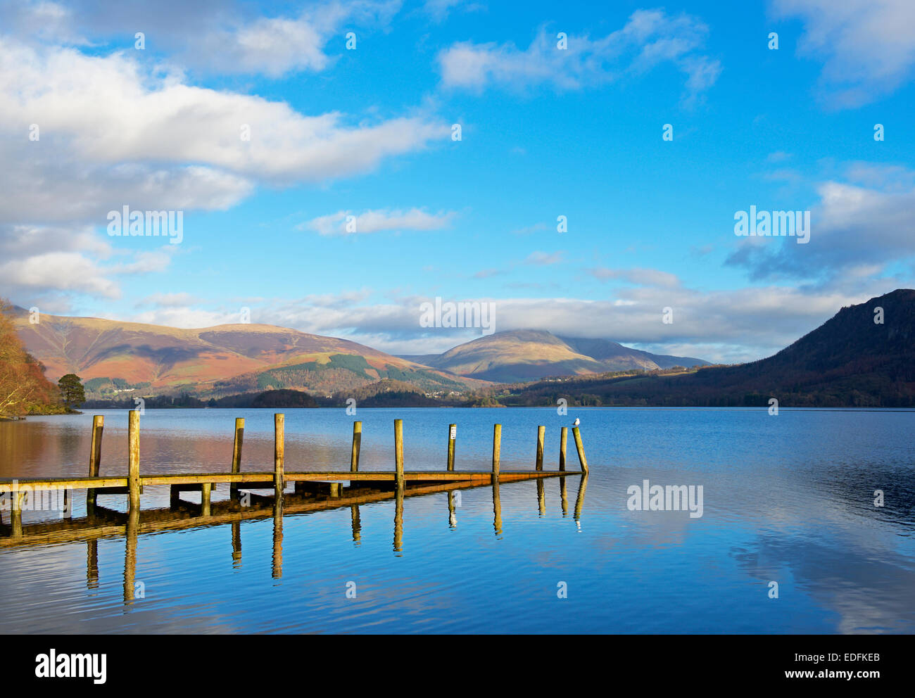 Brandlehow Pier and Derwentwater, Lake District National Park, Cumbria ...