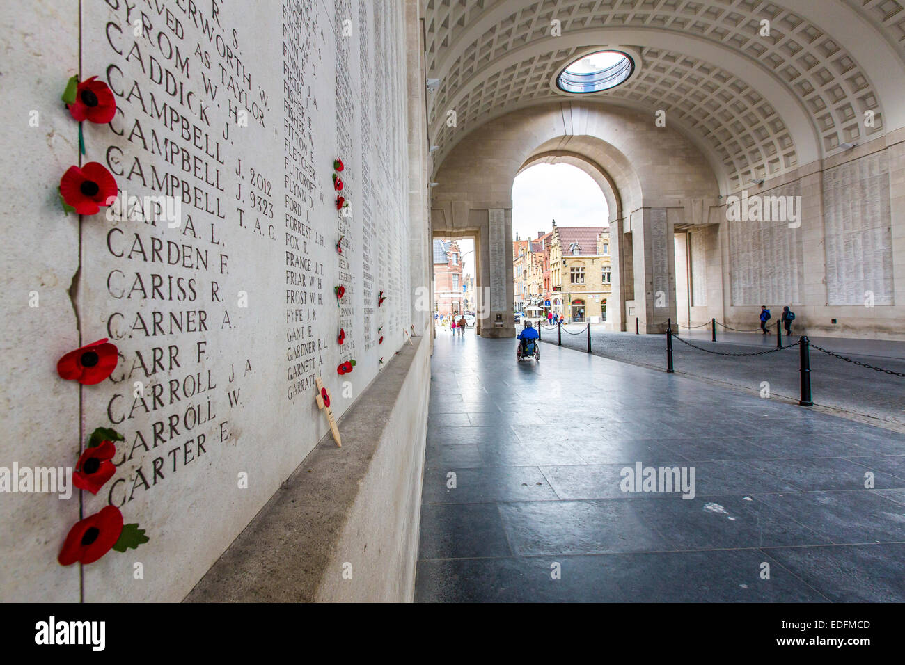 Menenpoort, triumphal arch in the city of Ypres, memorial for those who ...