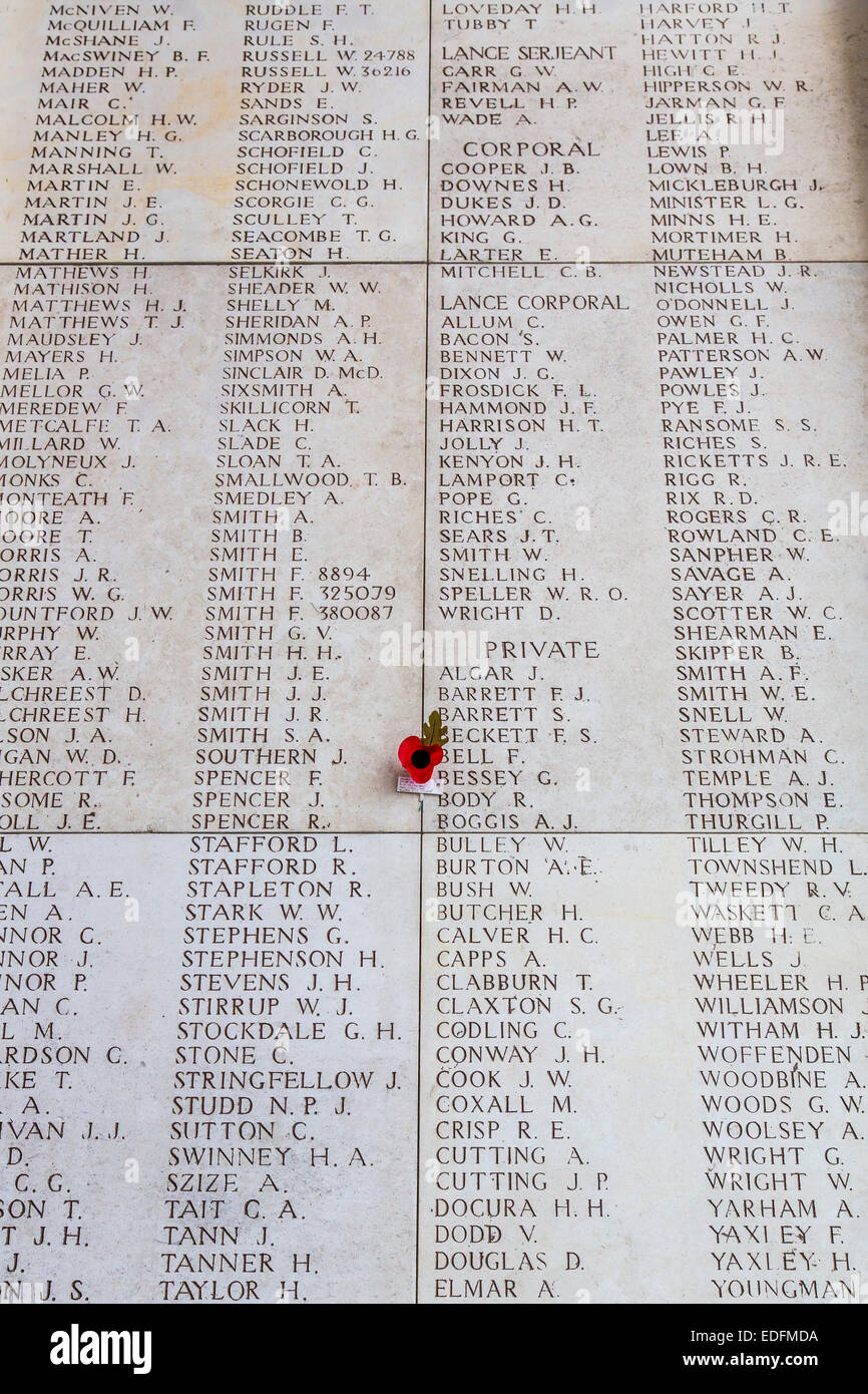 Menenpoort, triumphal arch in the city of Ypres, memorial for those who ...