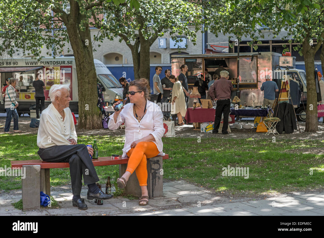 Drinking alcohol and market, SoFo, Sodermalm, Stockholm, Sweden Stock ...