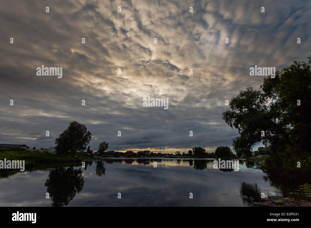 Forest lake, The Ukraine, sunset or sunrise Stock Photo - Alamy