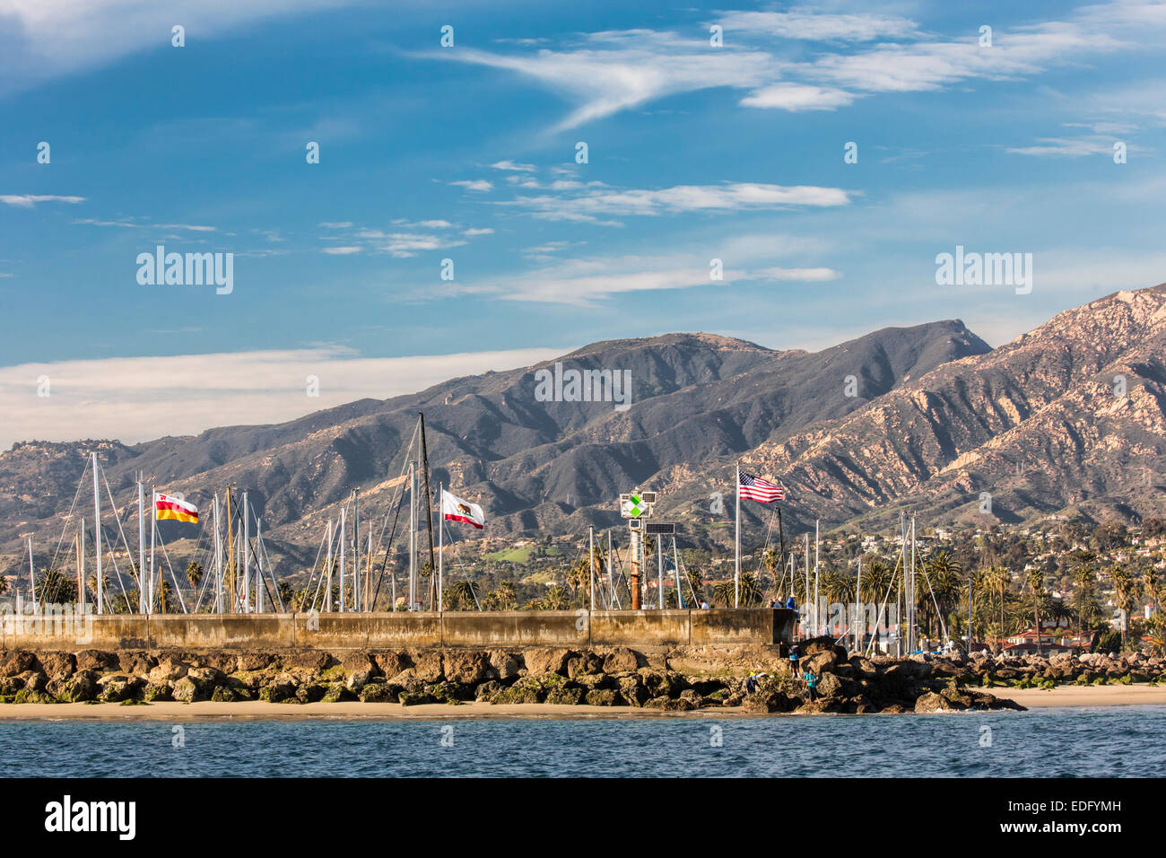 Flags at the Santa Barbara Harbor Stock Photo - Alamy