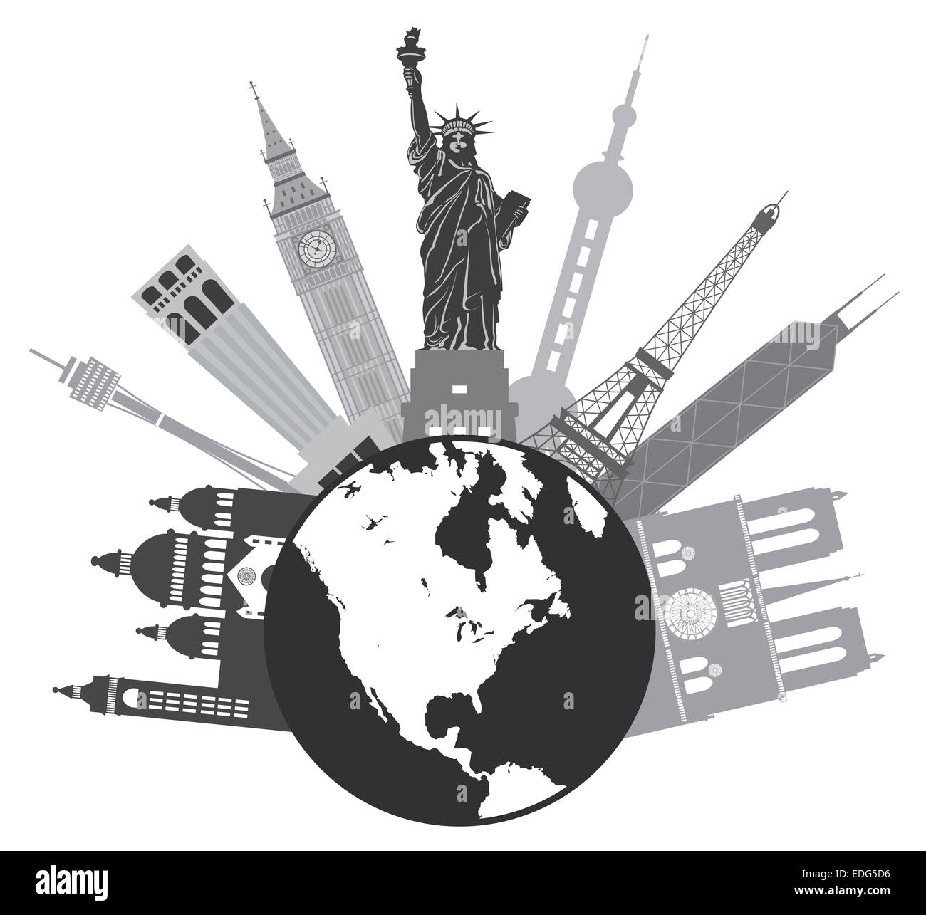 World Globe Travel with Country of Places from Europe Asia United ...