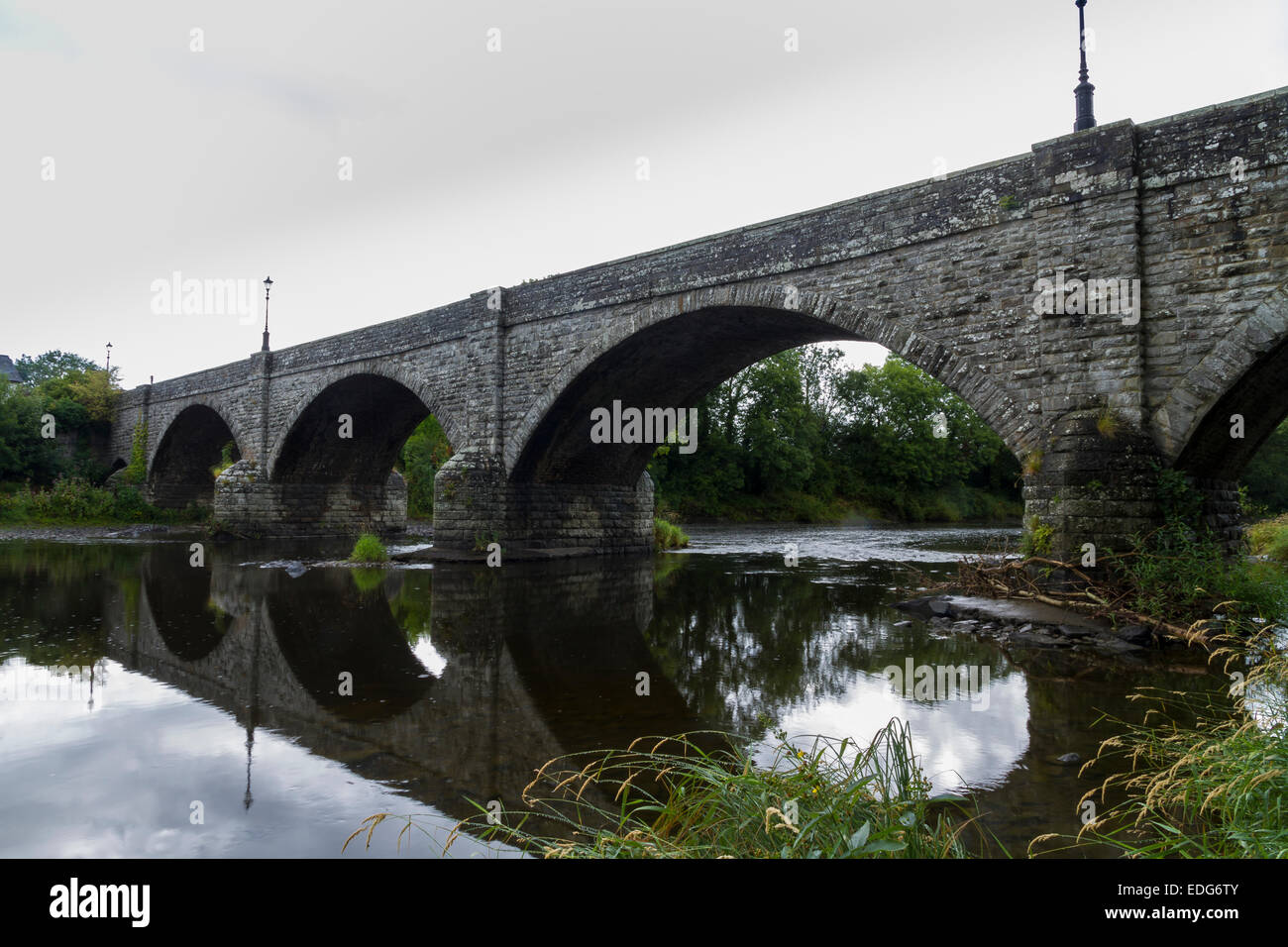 Bridge over the river Wye, built in 1958. Boughrood, Radnorshire, Wales ...