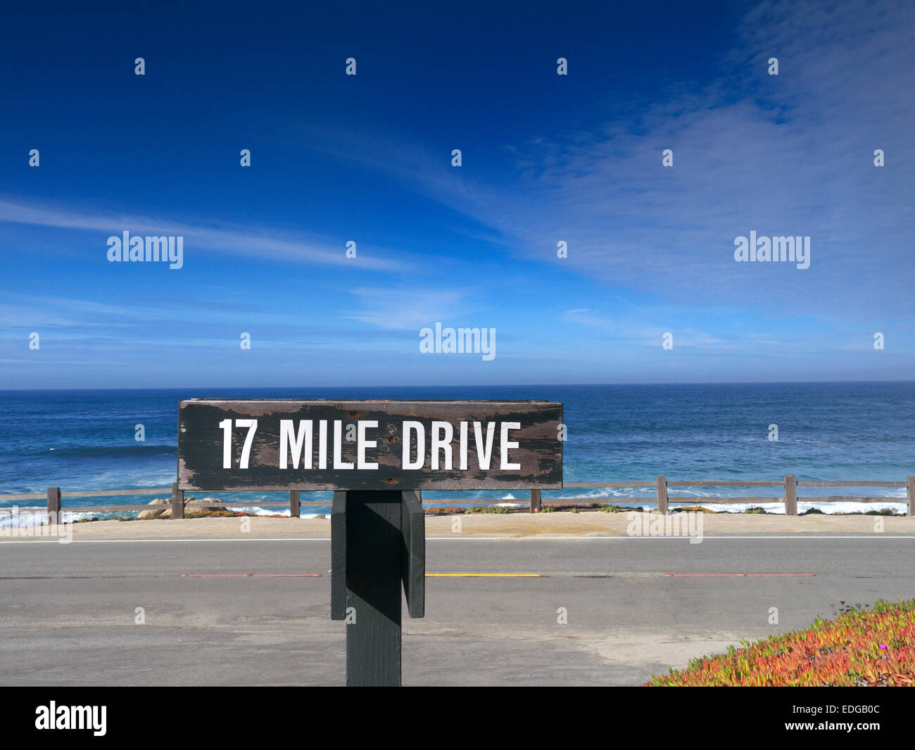Sign for 17 mile drive, a fabulous scenic route through Pacific Grove ...