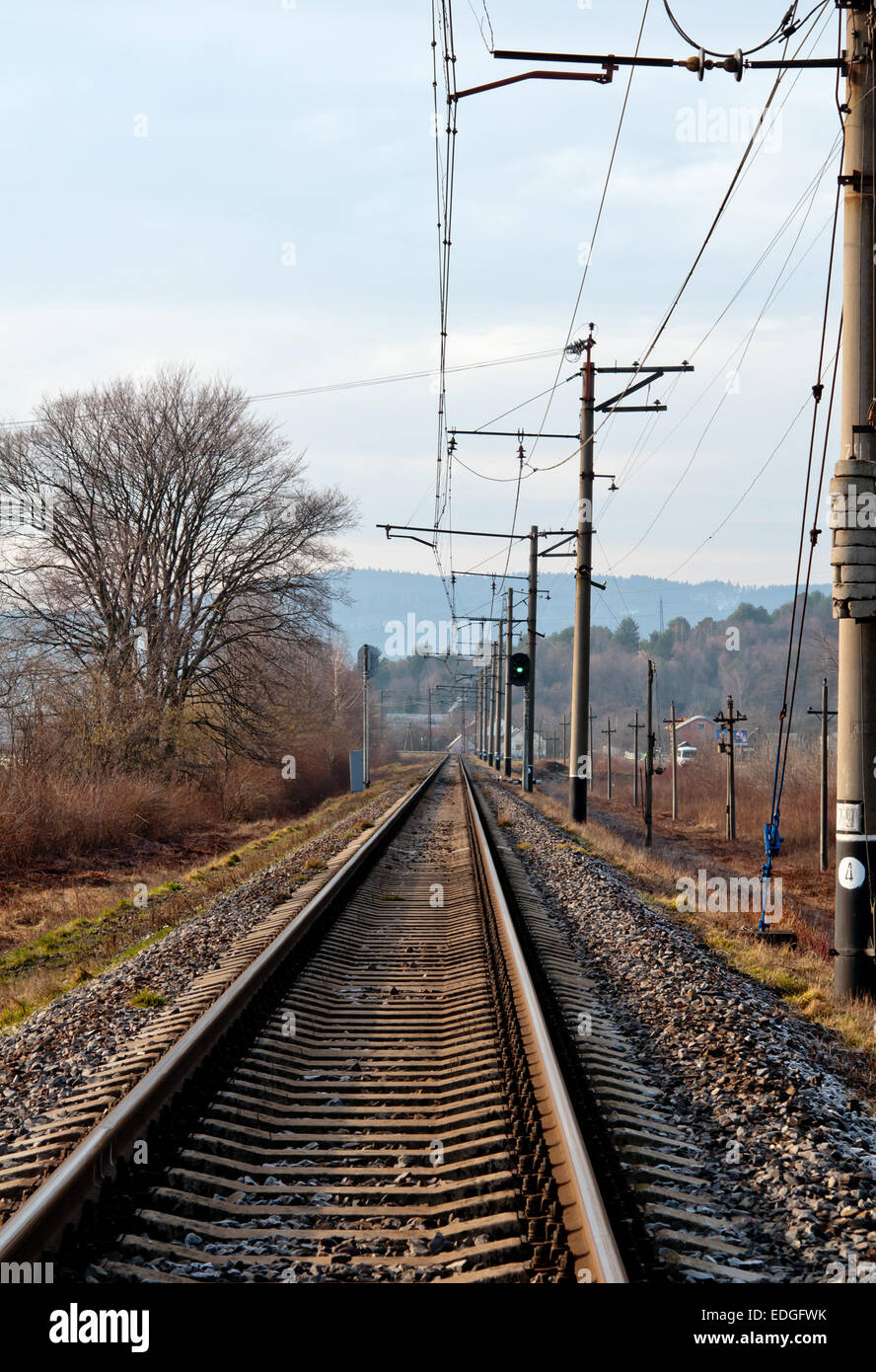 landscape with old railway Stock Photo - Alamy