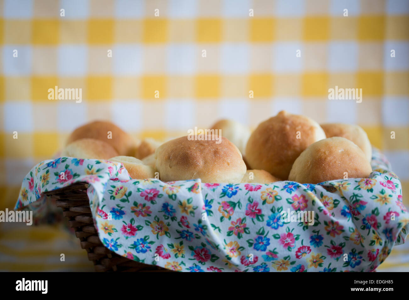 Small buns or bread are served in a wooden basket Stock Photo - Alamy