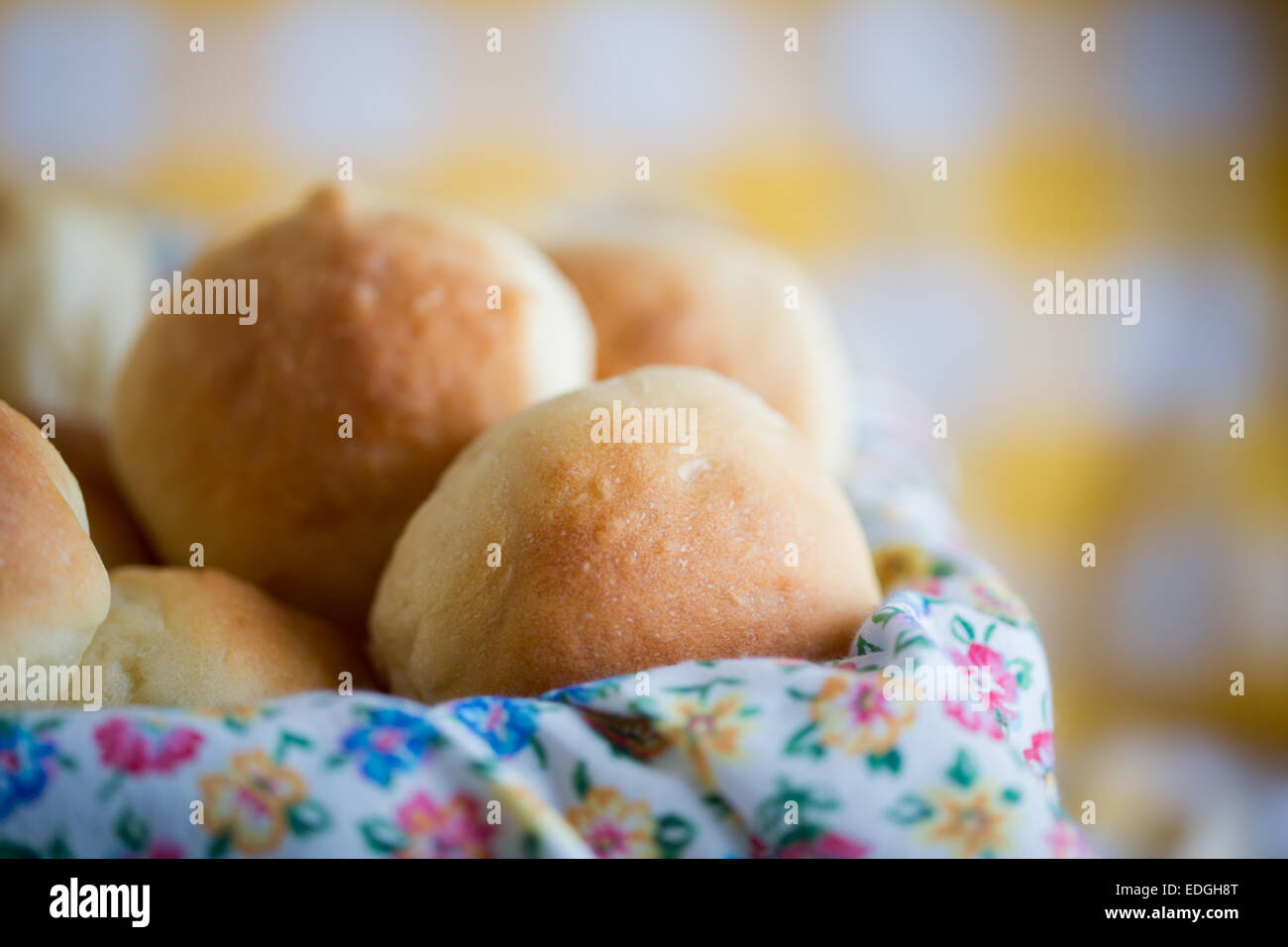 Small buns or bread are served in a wooden basket Stock Photo - Alamy