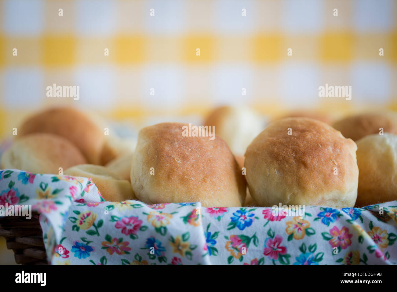 Small buns or bread are served in a wooden basket Stock Photo - Alamy