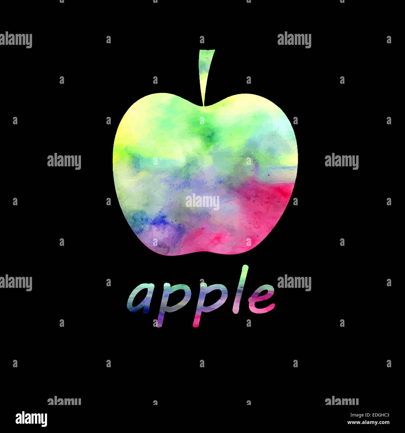 bright beautiful watercolor apple sign Stock Photo - Alamy