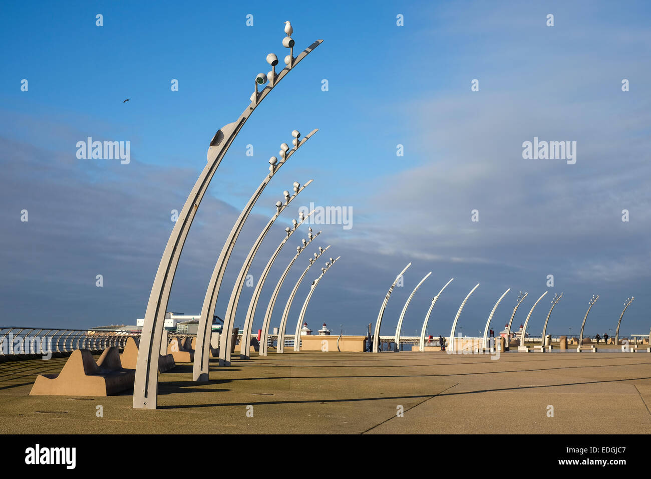 Blackpool's modern lighting on the refurbished promenade Stock Photo ...