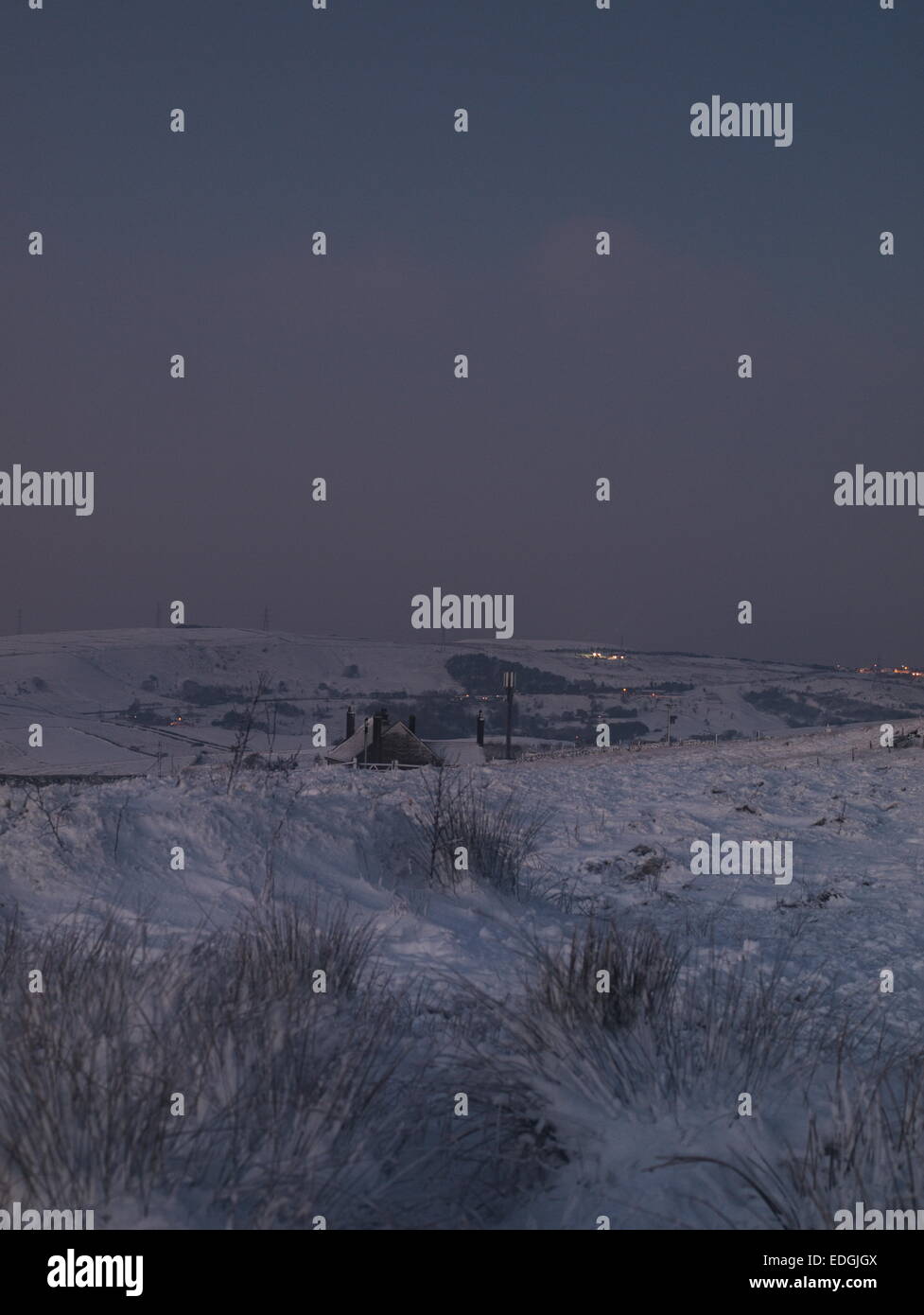 Winter snow scene near the Standedge Cutting on the A62 between Oldham ...