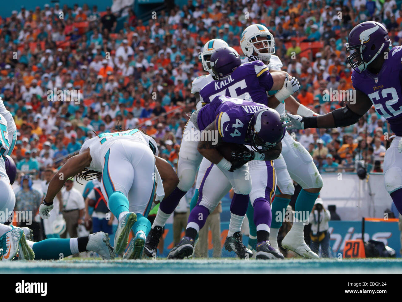 Miami Gardens FL, USA. 21st Dec, 2014. Matt Asiata #44 of Minnesota ...