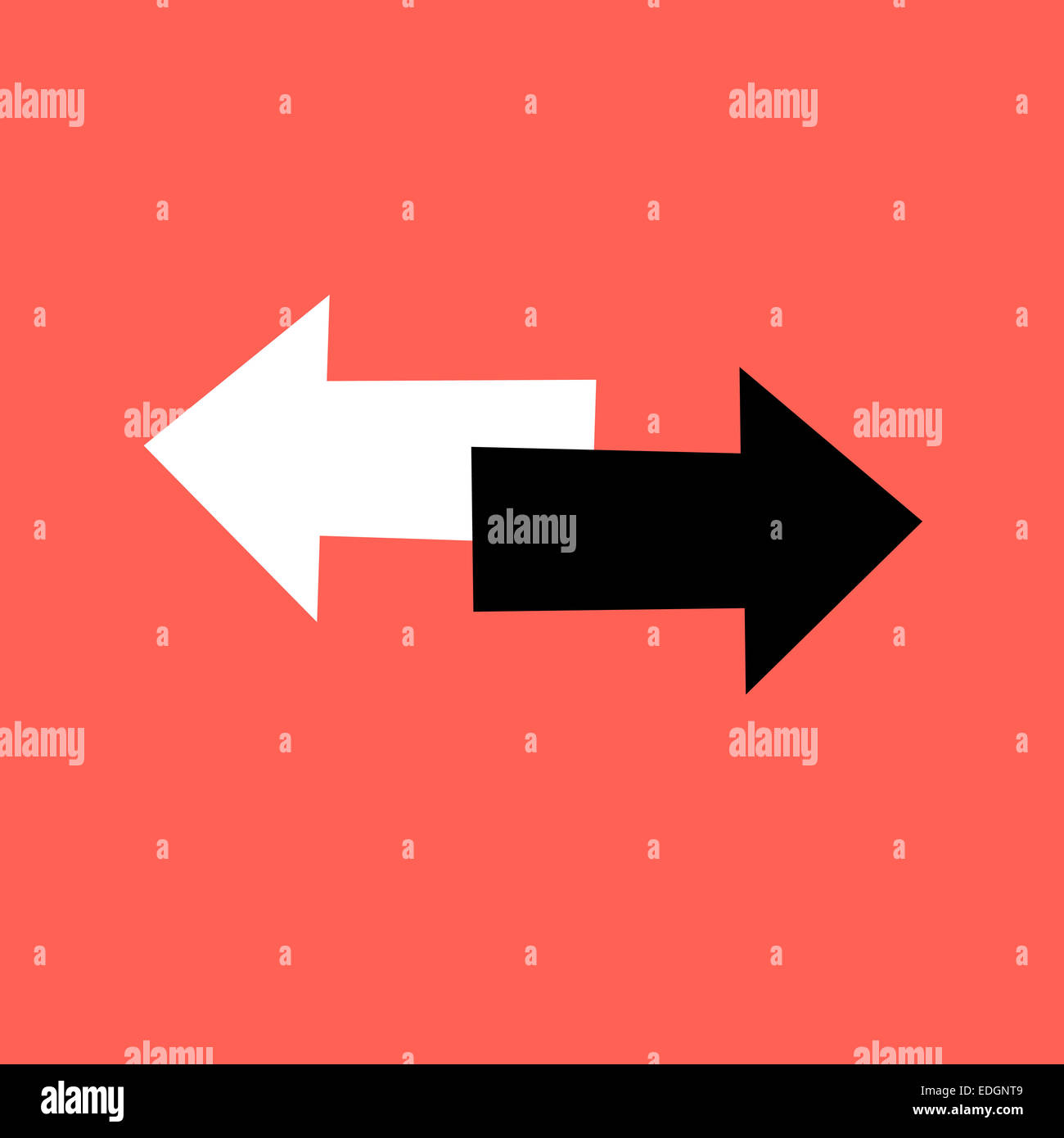 side arrow icon, isolated, white and black on a red background ...