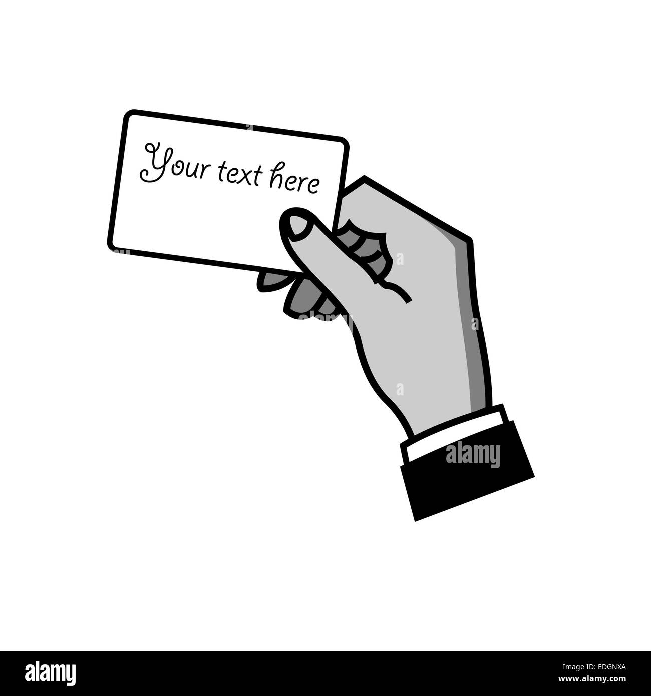 graphic sign hand holding a card on white background Stock Photo - Alamy