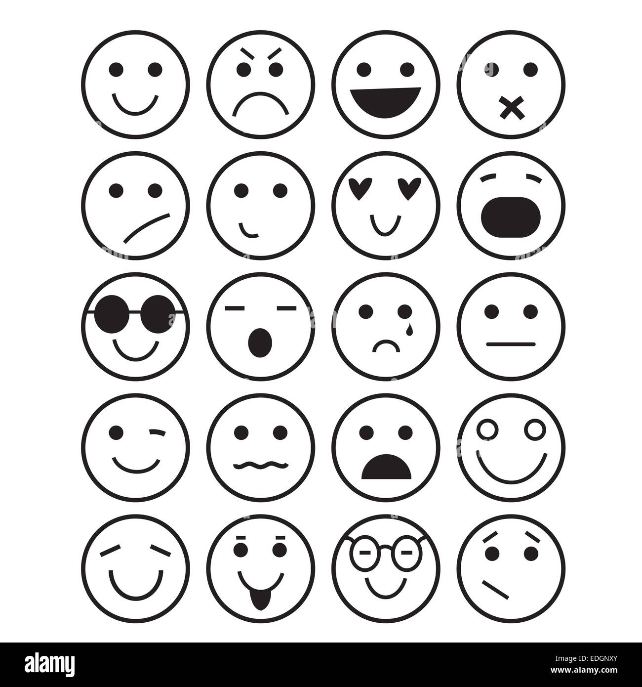 Black contour smilies icons hi-res stock photography and images - Alamy