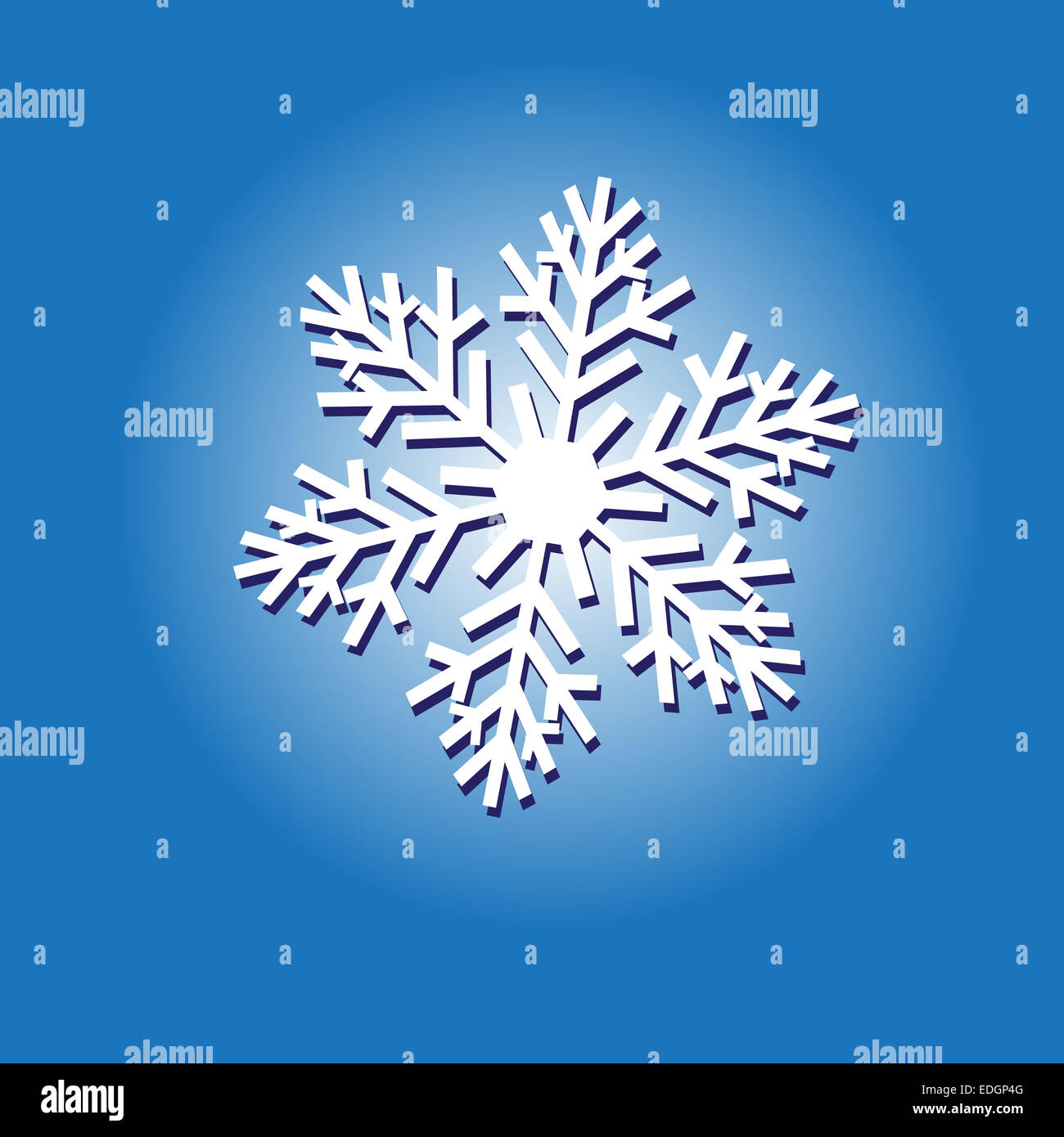 graphic white snowflake with shadow on blue background Stock Photo - Alamy