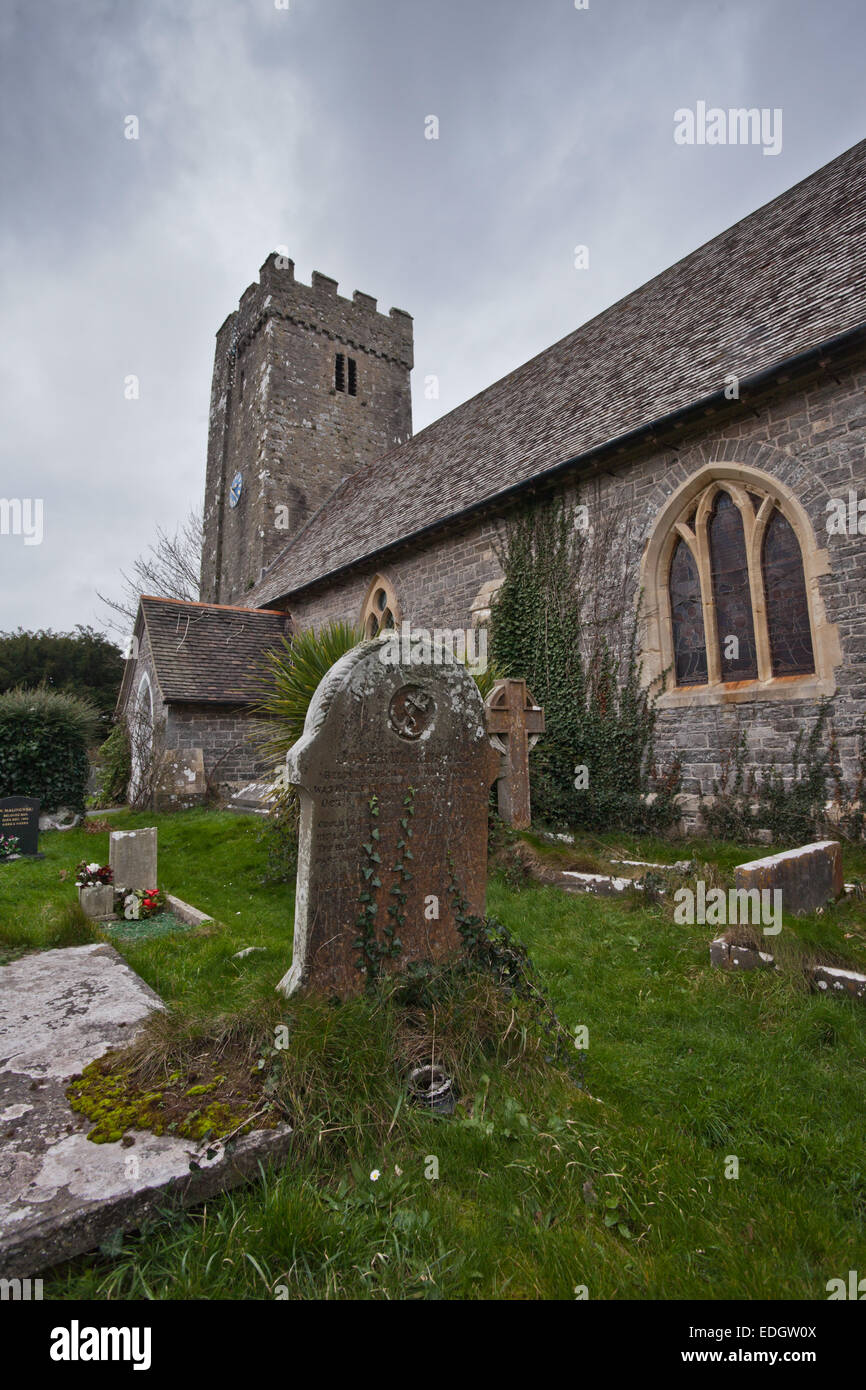 The church of Saint Mary, Angle village, Pembrokeshire Wales UK Stock ...
