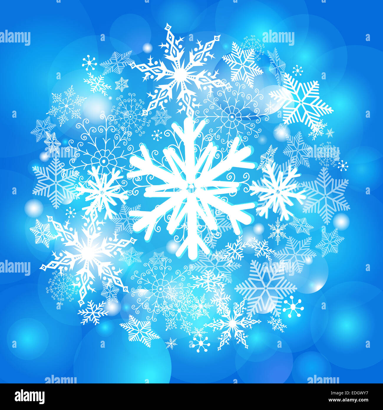 bright winter background with glowing snowflakes Stock Photo - Alamy