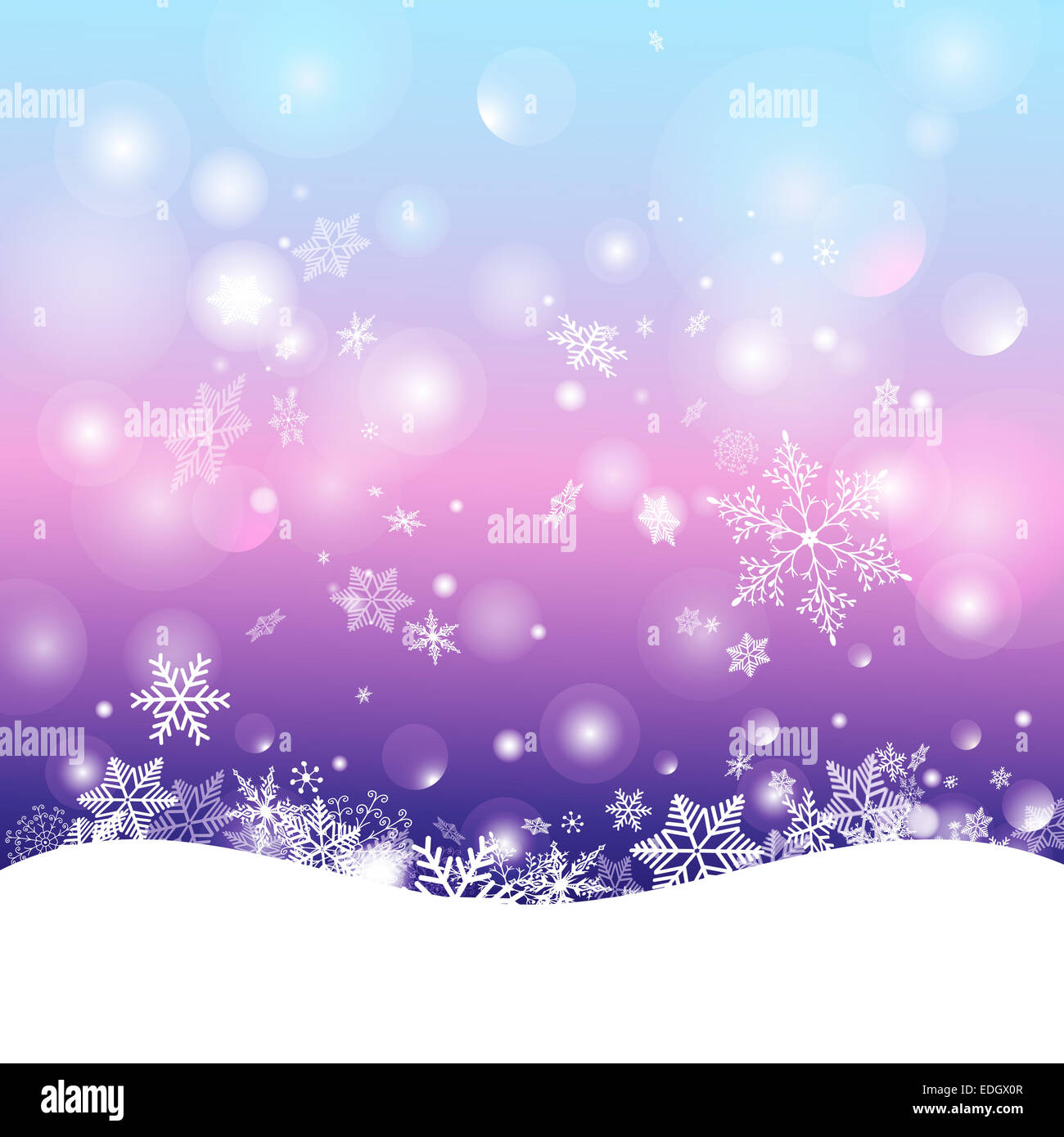 Christmas purple background with snowflakes and shimmering snow Stock ...