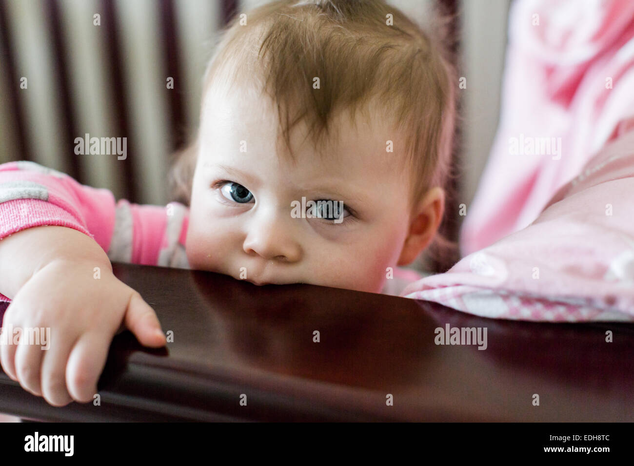 Cute toddler girl waking up from her nap Stock Photo - Alamy