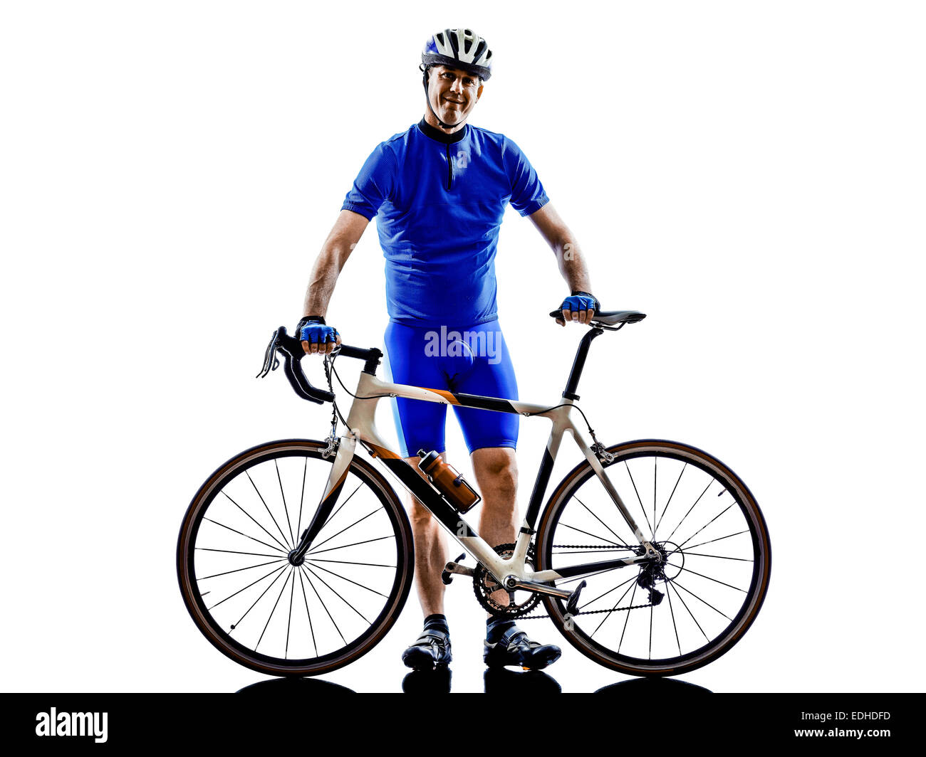 cyclist in silhouette on white background Stock Photo - Alamy