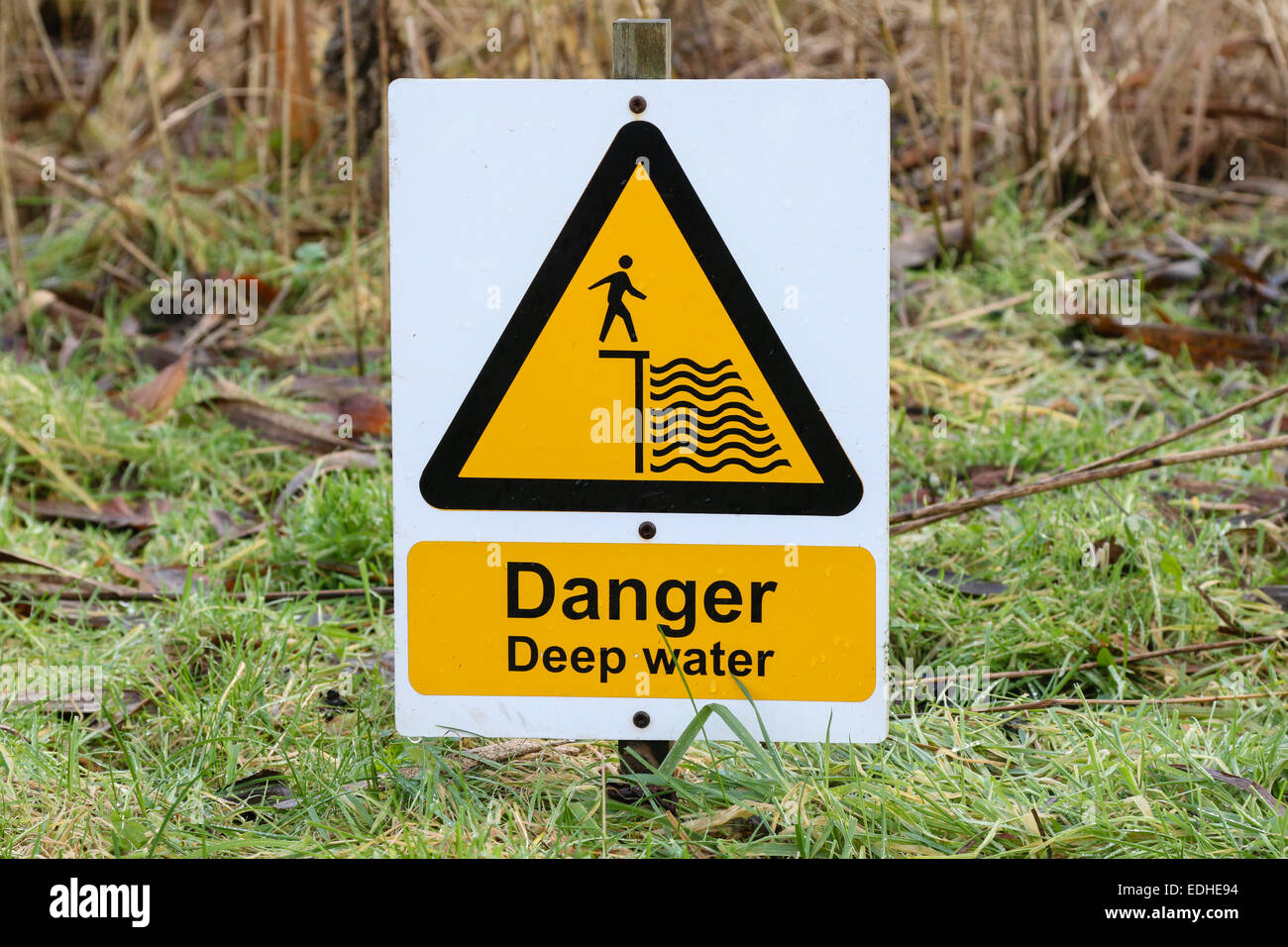Sign warning people of the risk of deep water - "Danger Deep Water ...