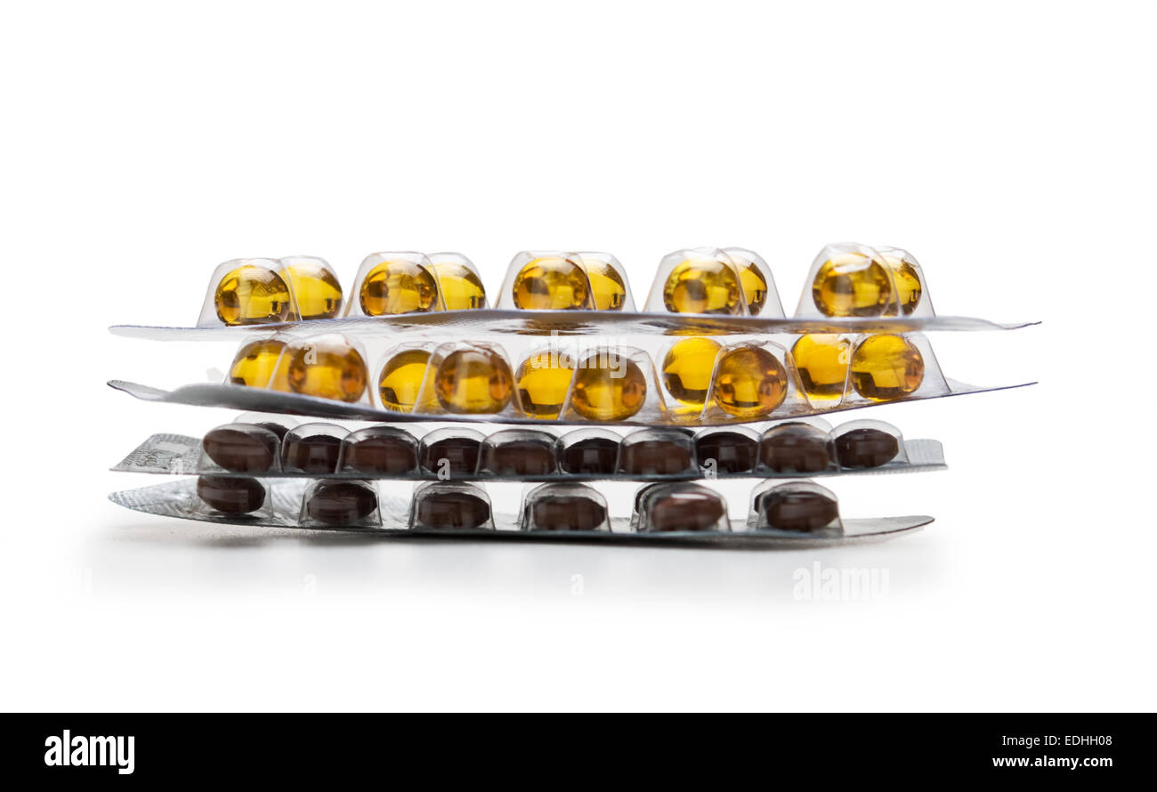 stack of packages of tablets isolated Stock Photo - Alamy